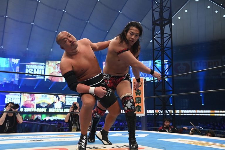 【新日本】TAKESHITA、石井との激闘を制し二冠死守！試合後DDT、AEWに続き新日本への入団を発表 | プロレスTODAY